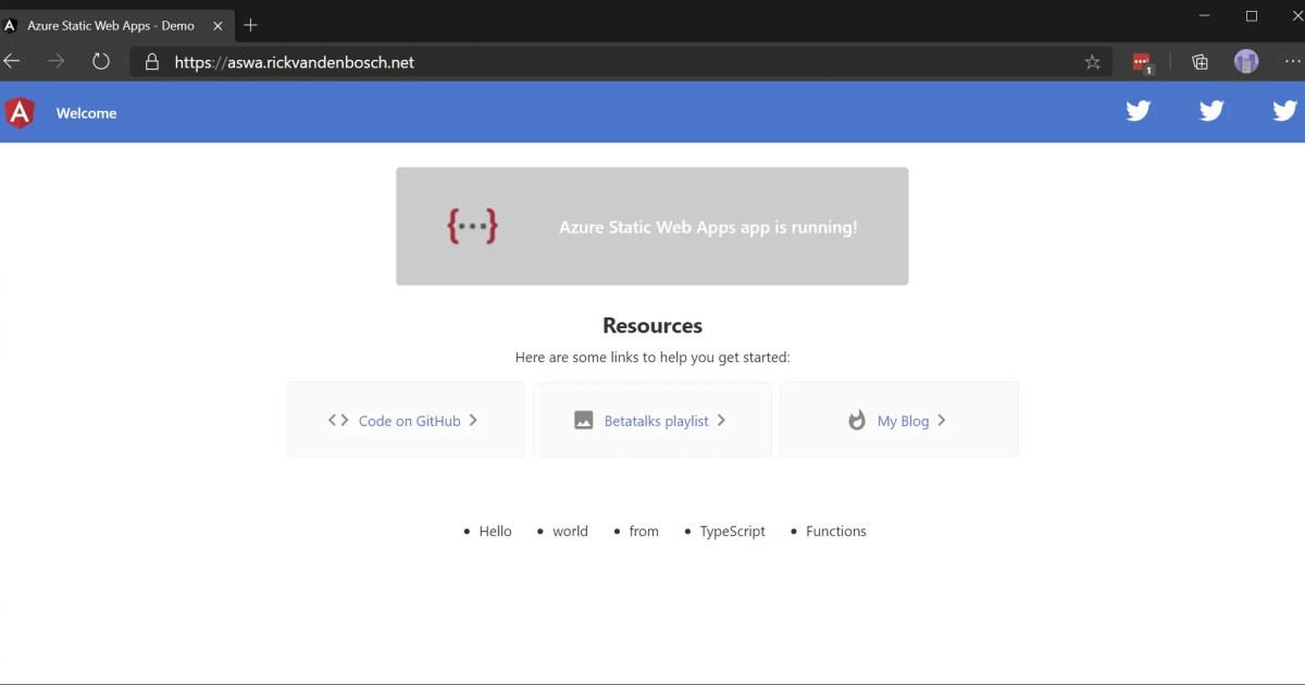 Azure Static Web Apps: a first look | Rick van den Bosch .NET